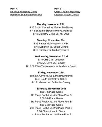 Mulberry Grove Thanksgiving Tournament Schedule Released | Vandalia Radio